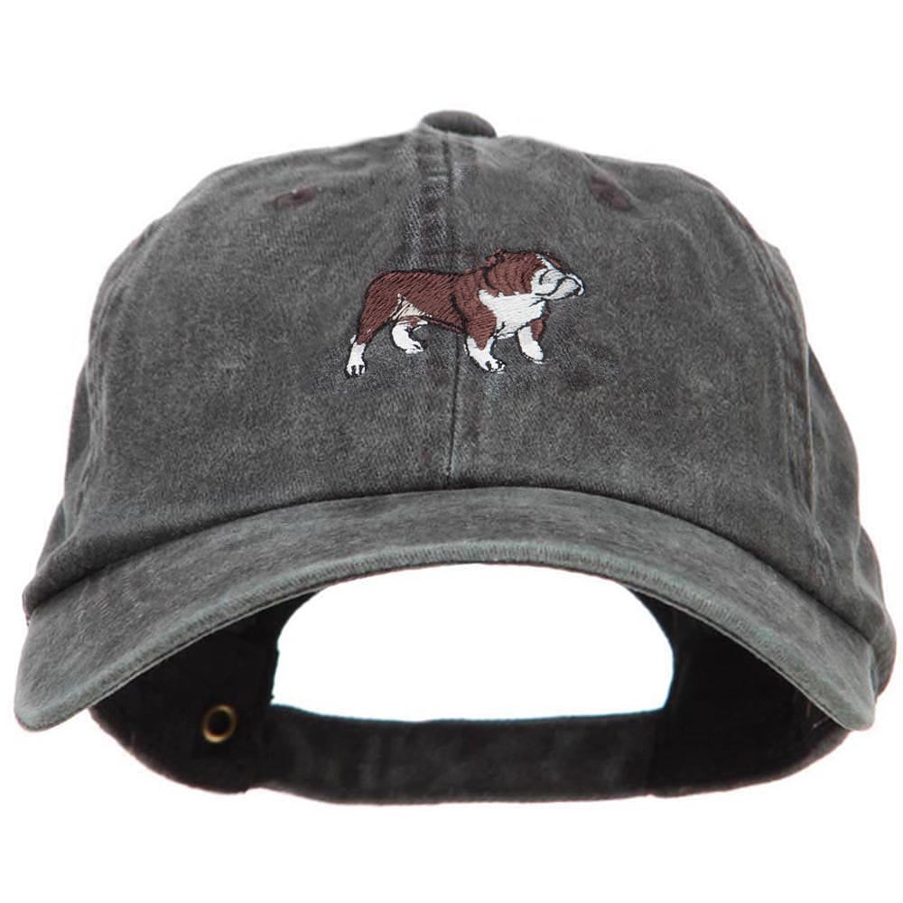 Bulldog Embroidered Washed Cotton Twill Cap - Black OSFM - Walmart.com