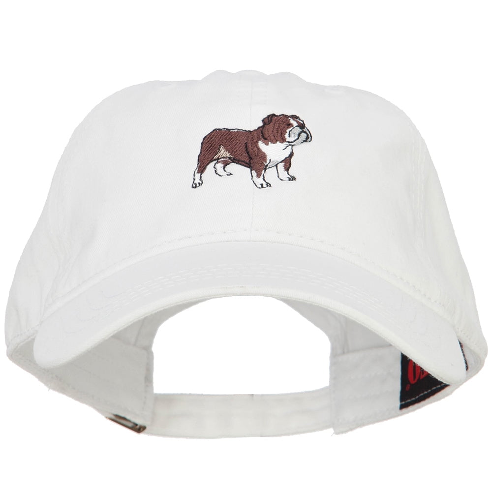 Bulldog Embroidered Washed Cotton Twill Cap - White OSFM - Walmart.com