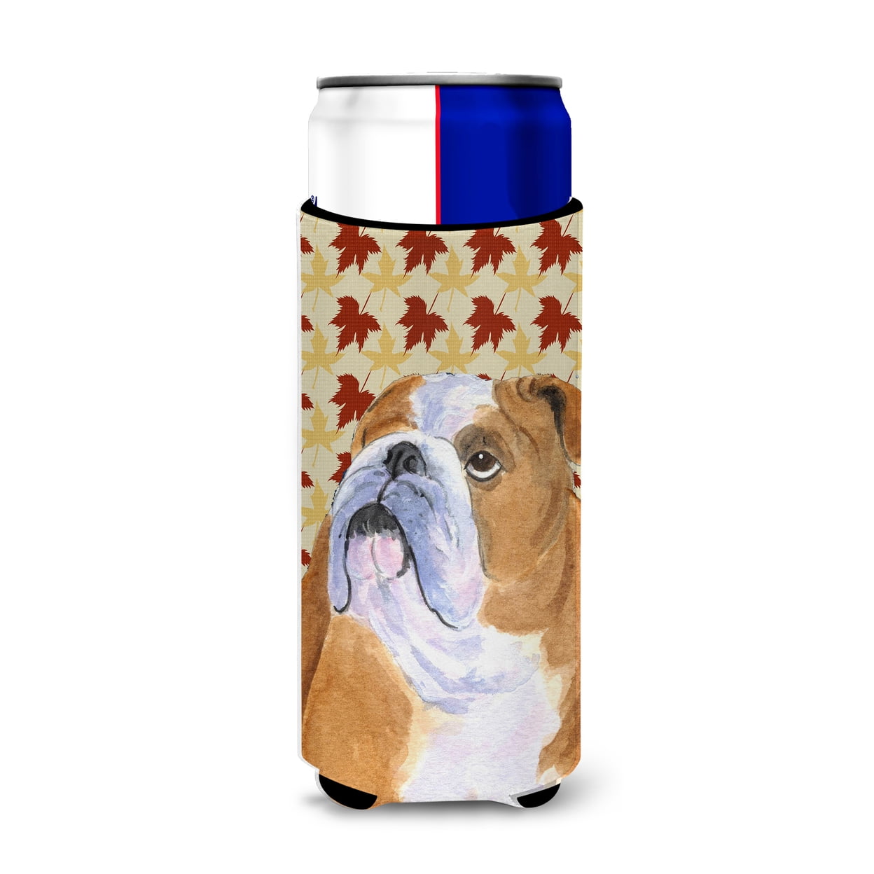 Bulldog English Fall Leaves Portrait Ultra Hugger for slim cans ...