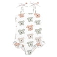 Bulldog Face Pattern Girls' One-Piece Swimsuit Bowknot Tie Shoulder ...