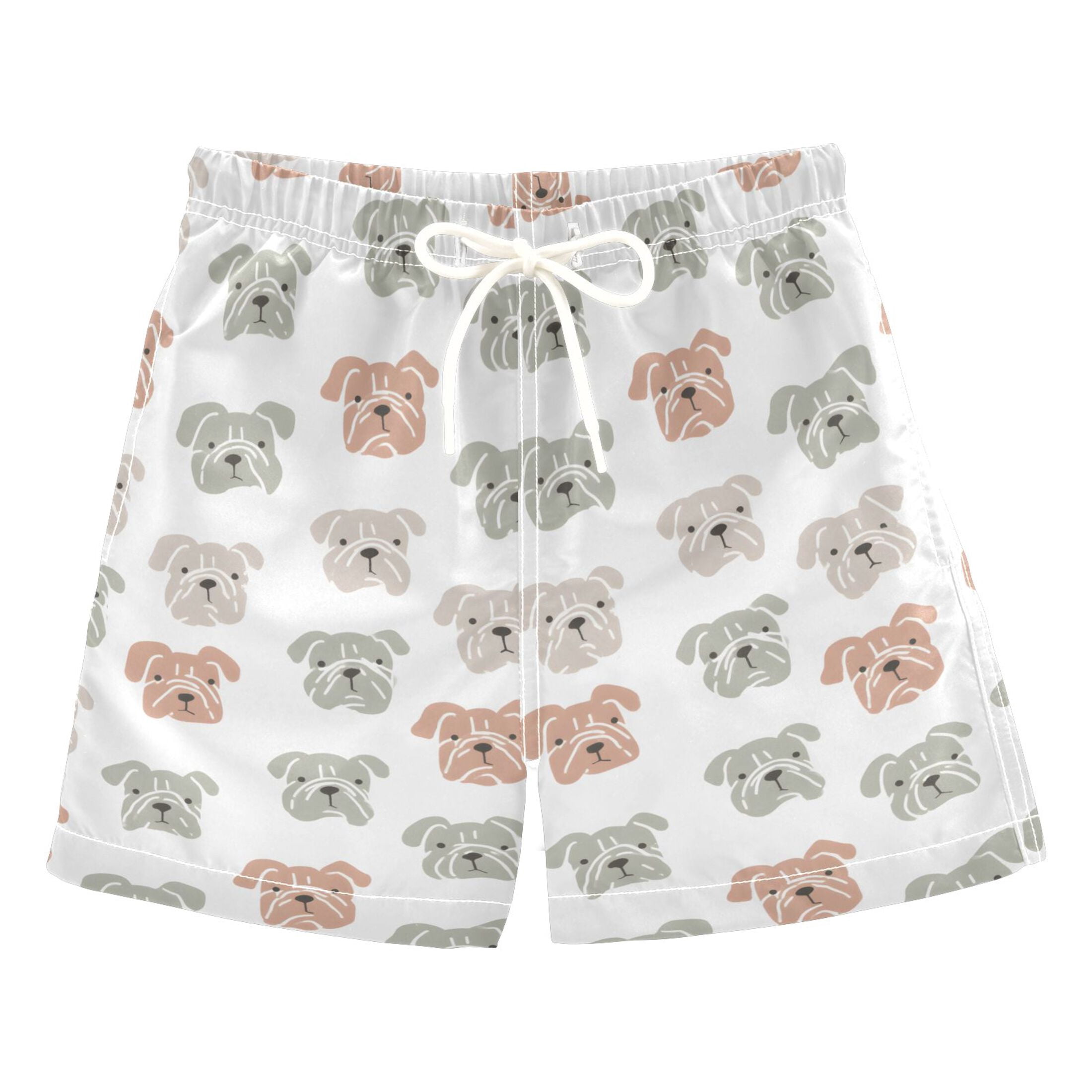 Bulldog Face Pattern Swim Trunks Quick Dry Beach Pool Board Shorts ...