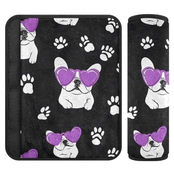 Bulldog Footprints Pattern Car Seat Belt Covers 2 Pack Soft Flannel ...