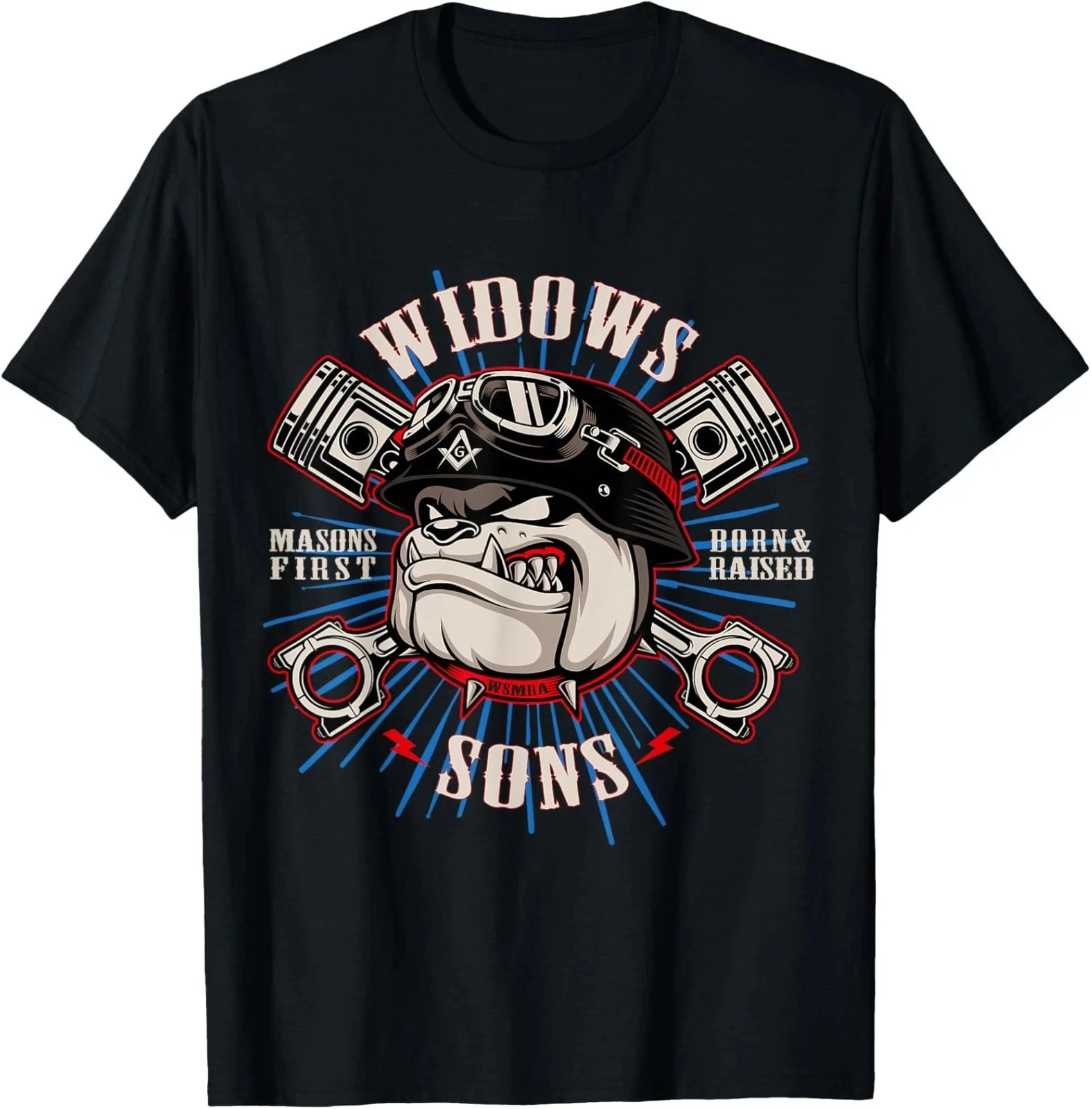 Bulldog Freemason Biker Club Style Masonic Symbol Graphic T-Shirt ...