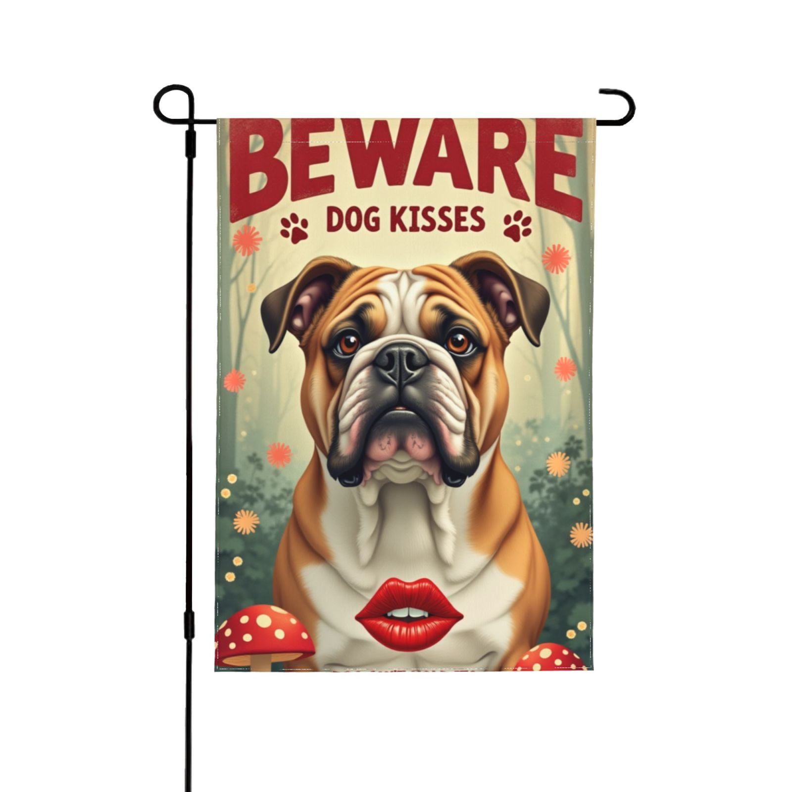 Bulldog Funny Flags Dog Garden Flags 12.5x18 Double Sided, BEWARE OF ...