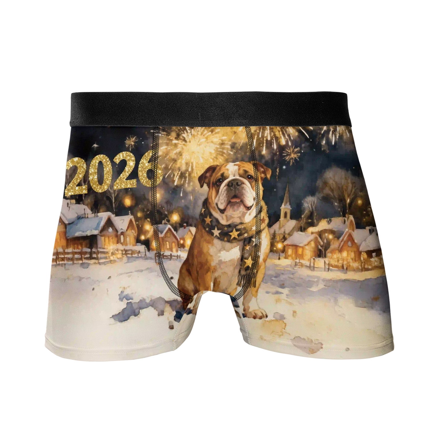 Bulldog Happy New Year 2026 with Fireworks on New Year's Eve All Over ...