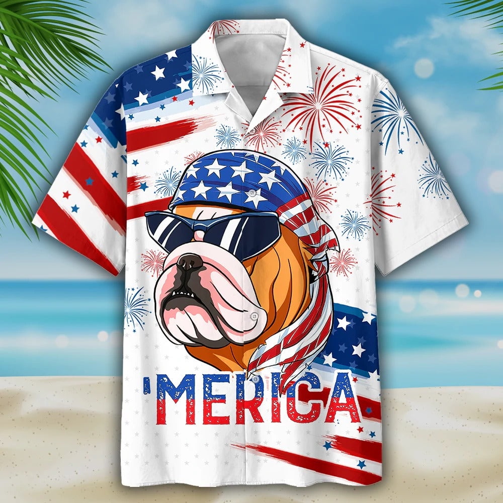 Bulldog Hawaiian Shirt, Independence Day Is Coming Aloha Beach Shirts ...