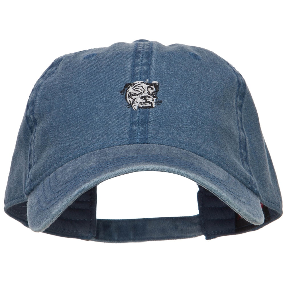Bulldog Head Embroidered Washed Cap - Navy OSFM - Walmart.com