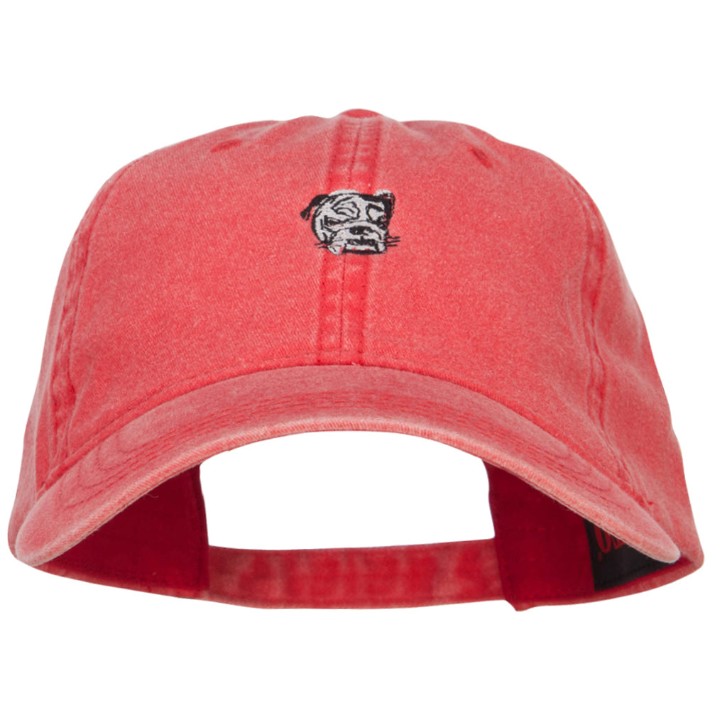 Bulldog Head Embroidered Washed Cap - Red OSFM - Walmart.com