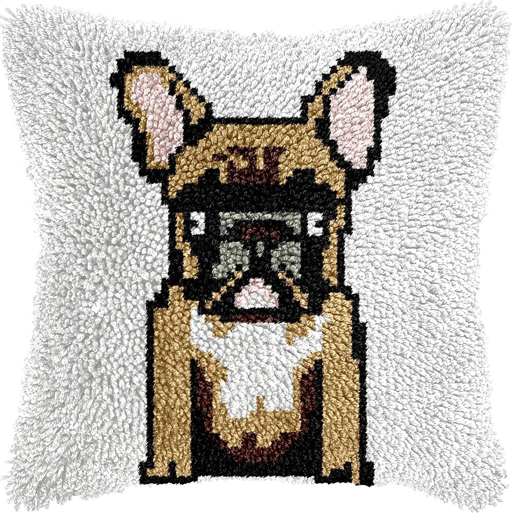 Bulldog Latch Hook Pillow Kits Pillow Cover Latch Hook Crafts Crochet ...
