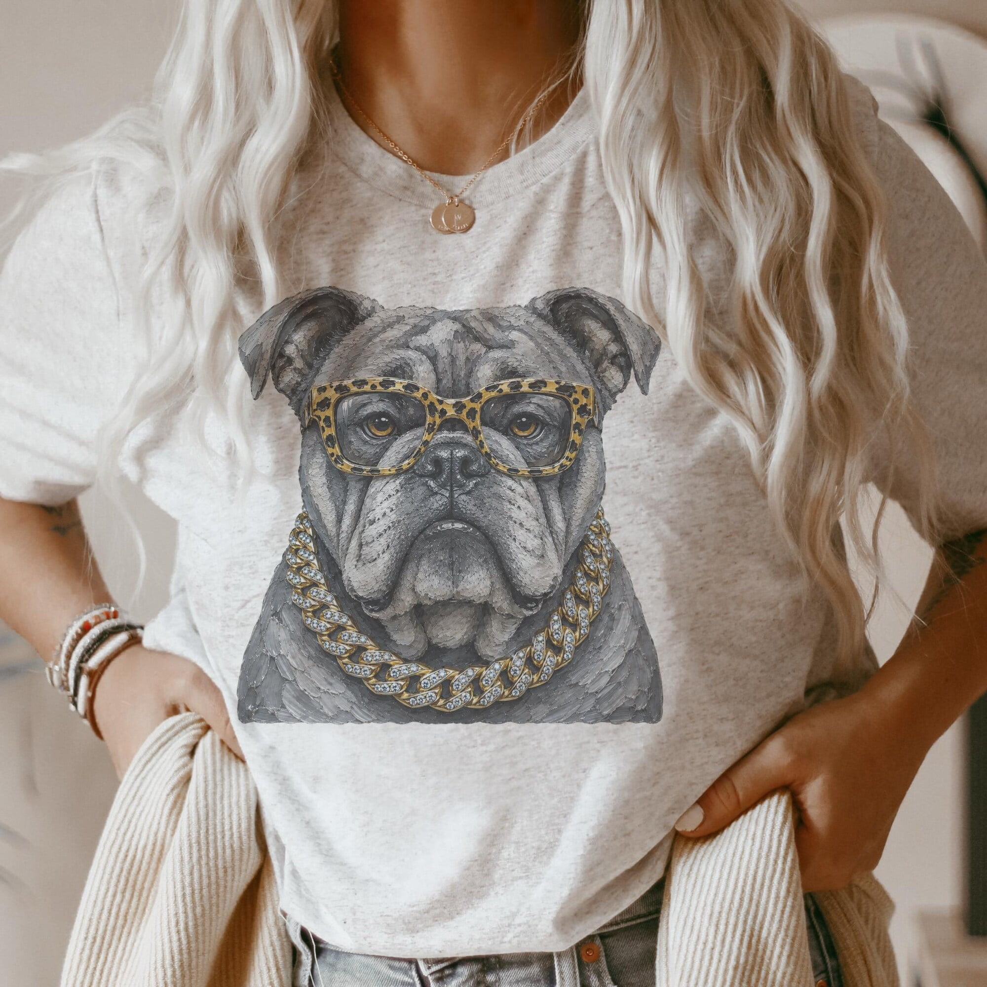 Bulldog Mascot Shirt Bulldog Mascot Tee Leopard Glasses Graphic Shirt ...