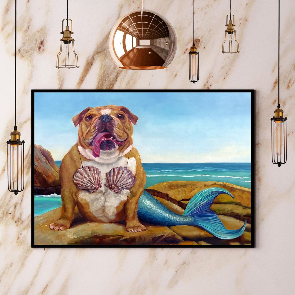 Bulldog Mermaid Paper Poster No Frame Matte Wall Art Decor 11 x 17 Inch ...