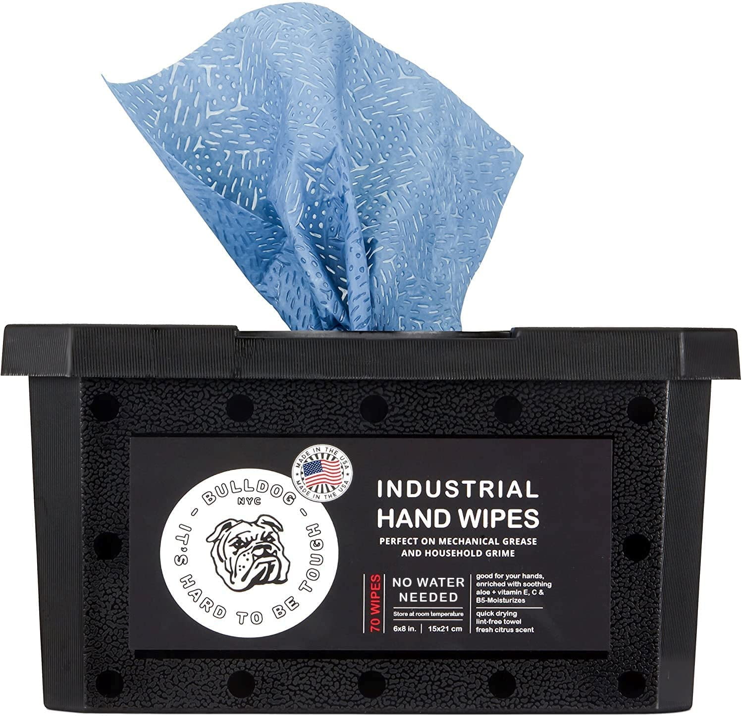 Bulldog NYC Heavy Duty Industrial Hand Wipes, 70 Wipes per Container ...