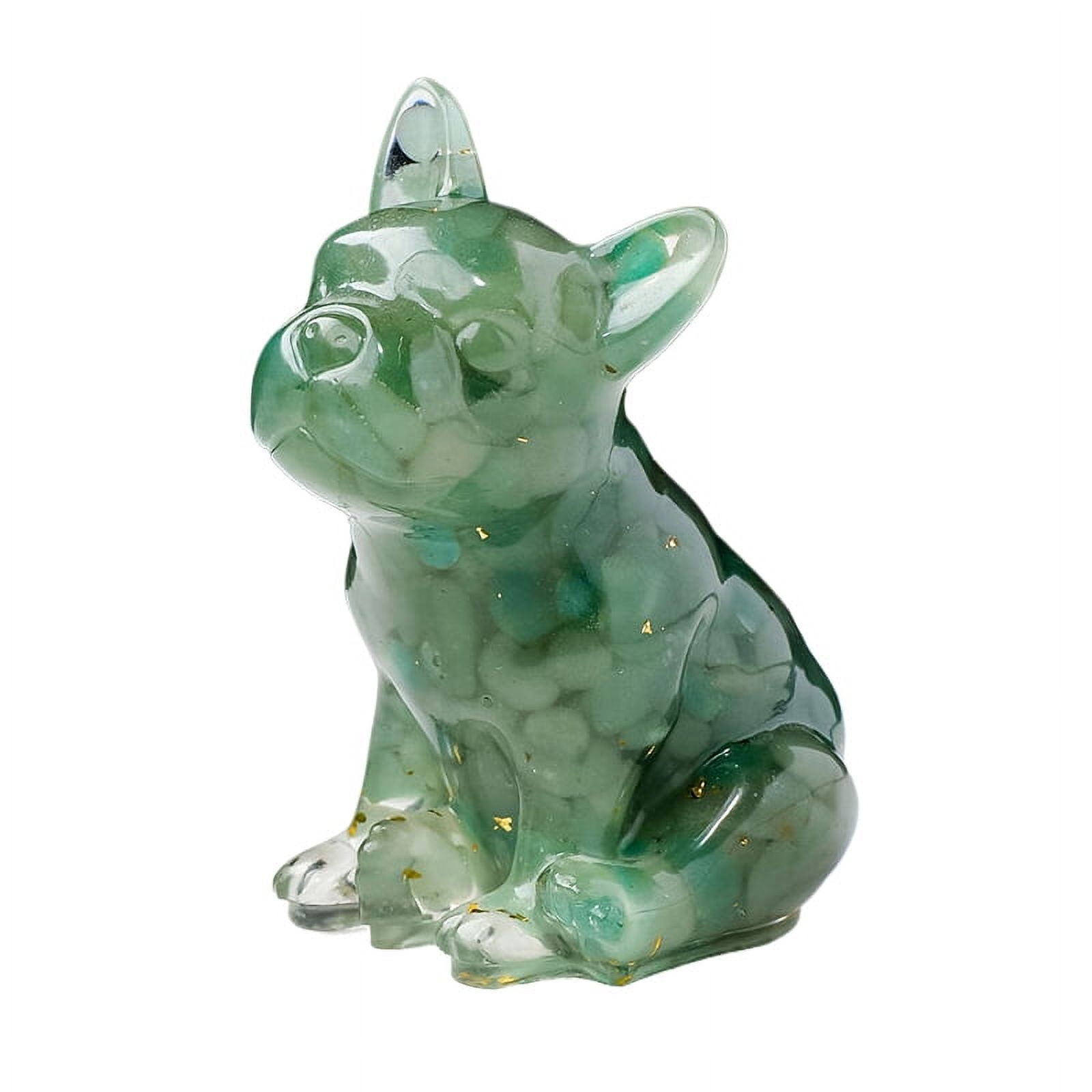 Bulldog Natural Crystal Stone Epoxy Resin Figurines, Collectibles Of ...