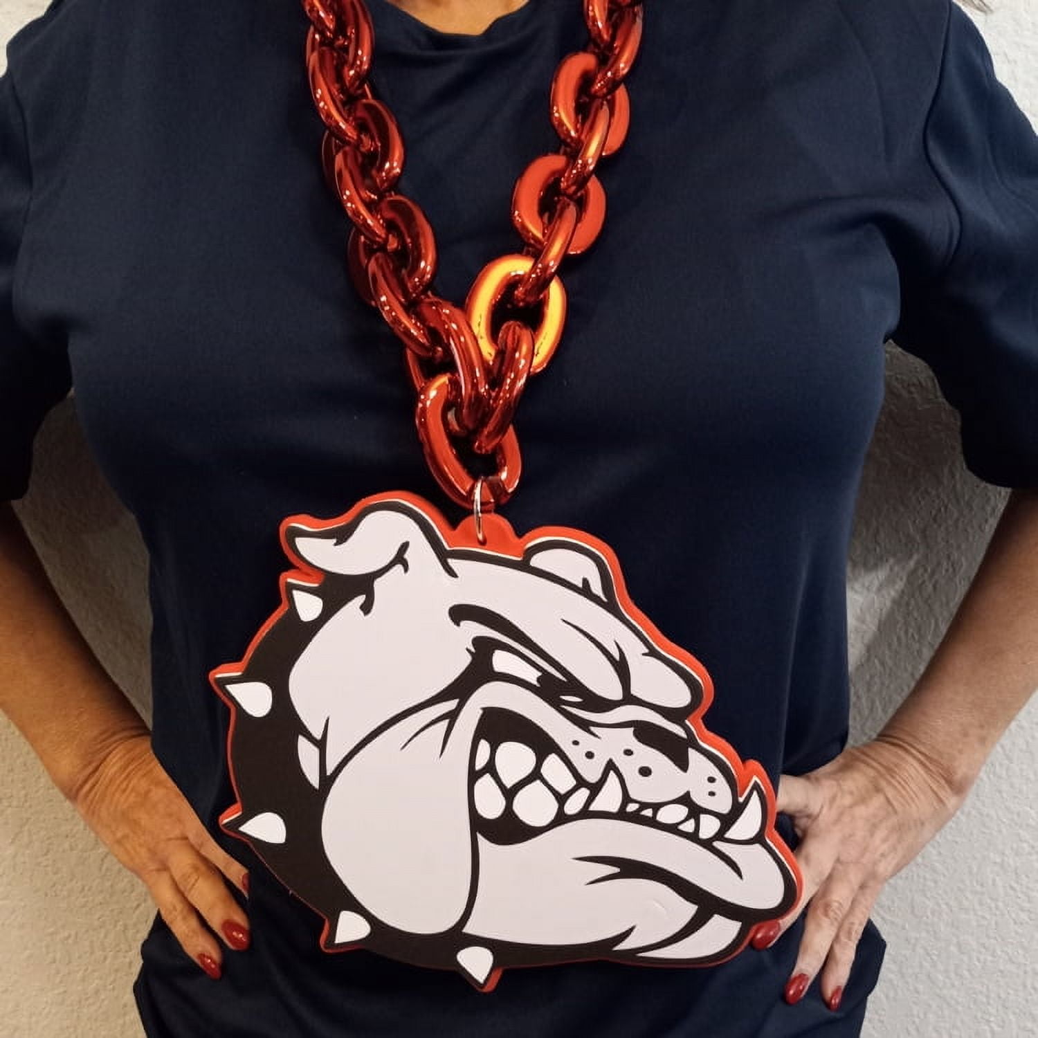 Bulldog Orange Fan Chain, High School Mascot Foam Necklace by Stellar ...