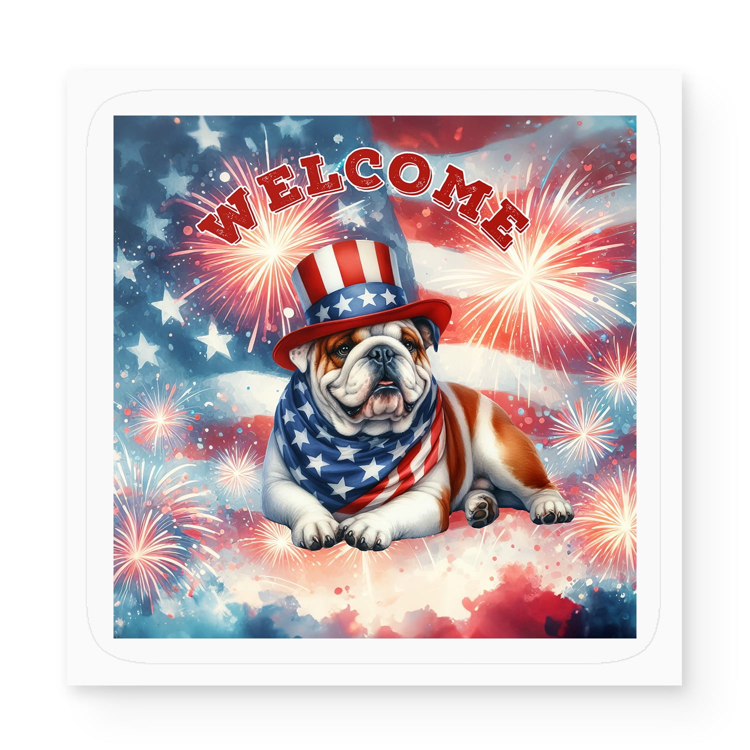 Bulldog Patriotic Welcome for 4Th of July Independence Day Vinyl ...