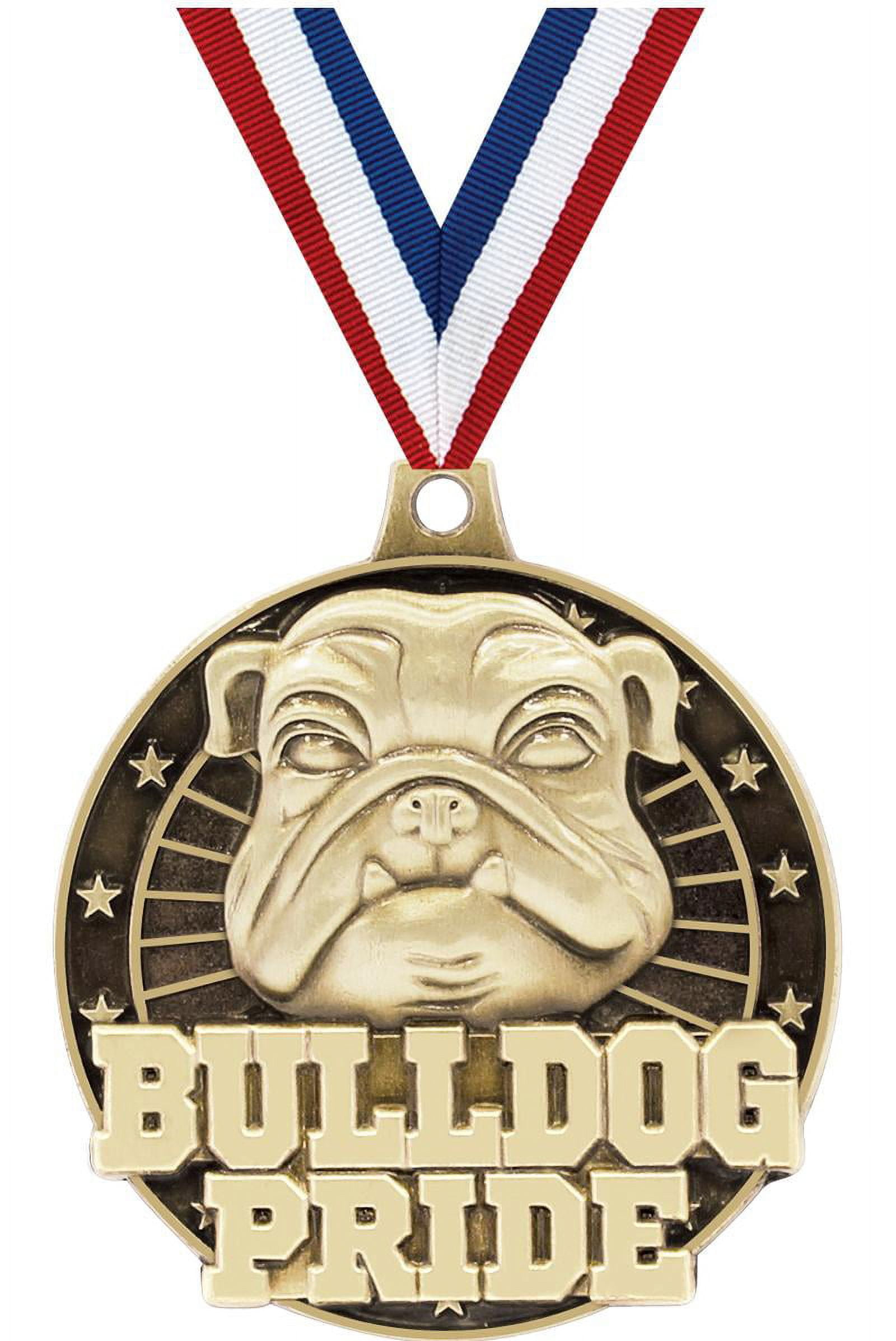 Bulldog Pride Medals, 2" Gold Diecast Bulldog Pride Medal Award 5 Pack ...