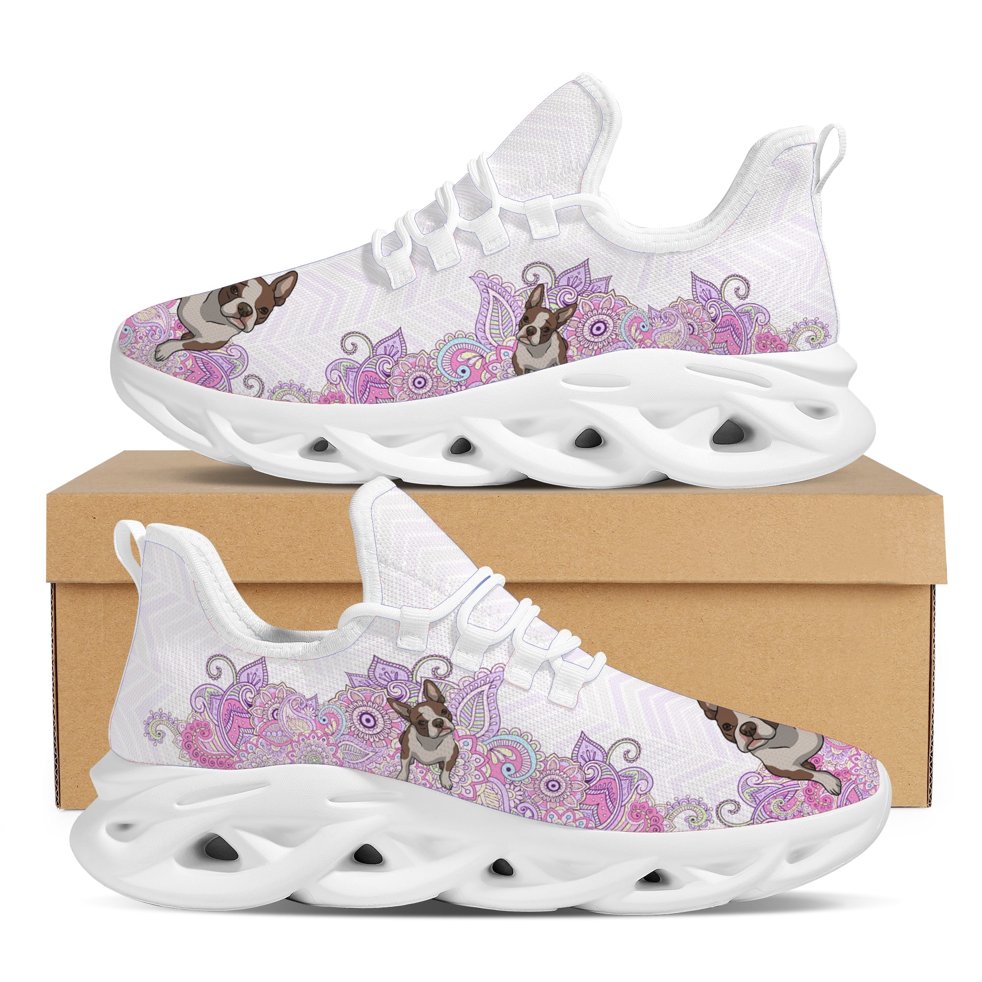 Bulldog Print Lightweight Breathable Sneakers Mesh Breathable Outdoor ...