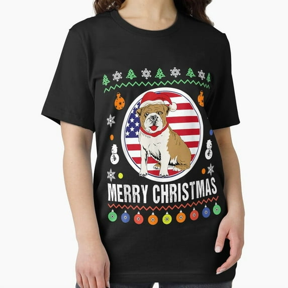 Bulldog Red Holiday Hat Festive Sweater Winter Dog Christmas Unisex T ...