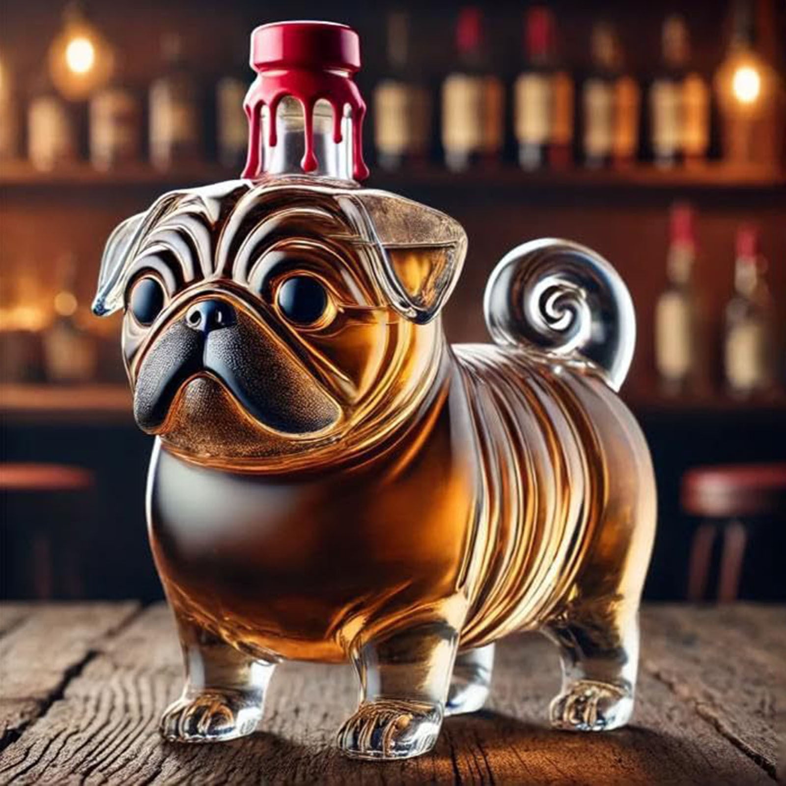 Bulldog Shape Whiskey Bottle 3D Engraved Funny Gestures Dog Whiskey ...