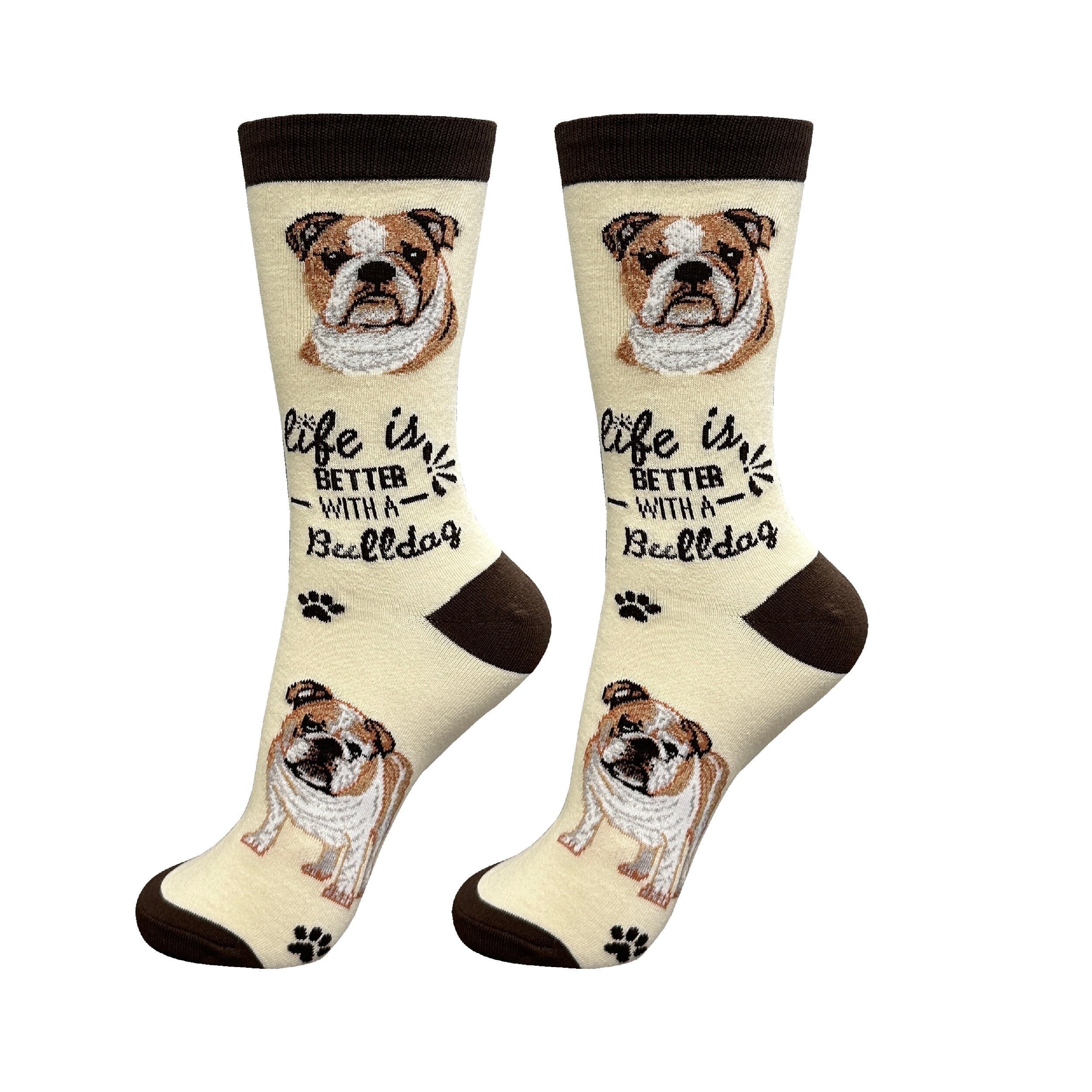 E&S Pets Bulldog Socks - Life is Better Socks for Pet Lovers - Cute ...