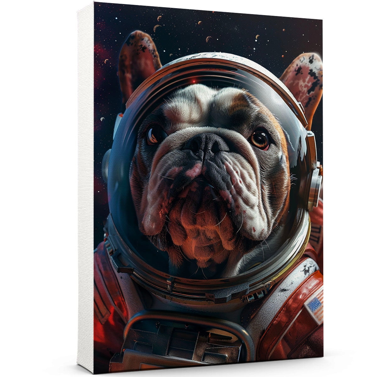 Bulldog Space Poster Wall Art Funny Dog - Bulldog Dog Canvas Wall Art ...