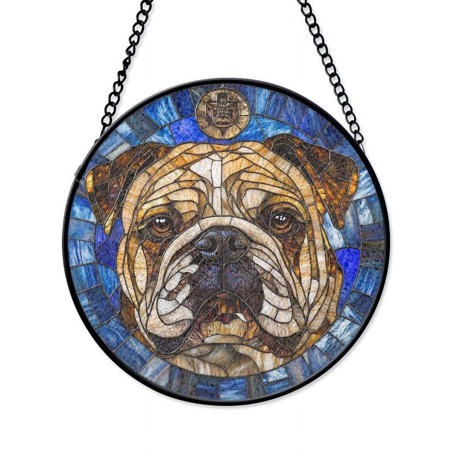 Bulldog Stained Glass Panel – Bold and Detailed Dog Art Decor for ...