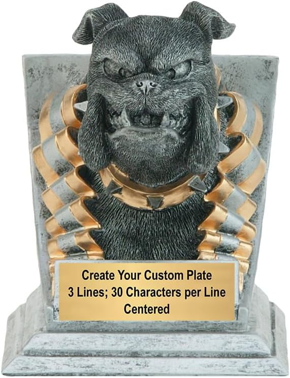 Bulldog Trophy - Engraved Mascot Award - Silver Gold Finish ...
