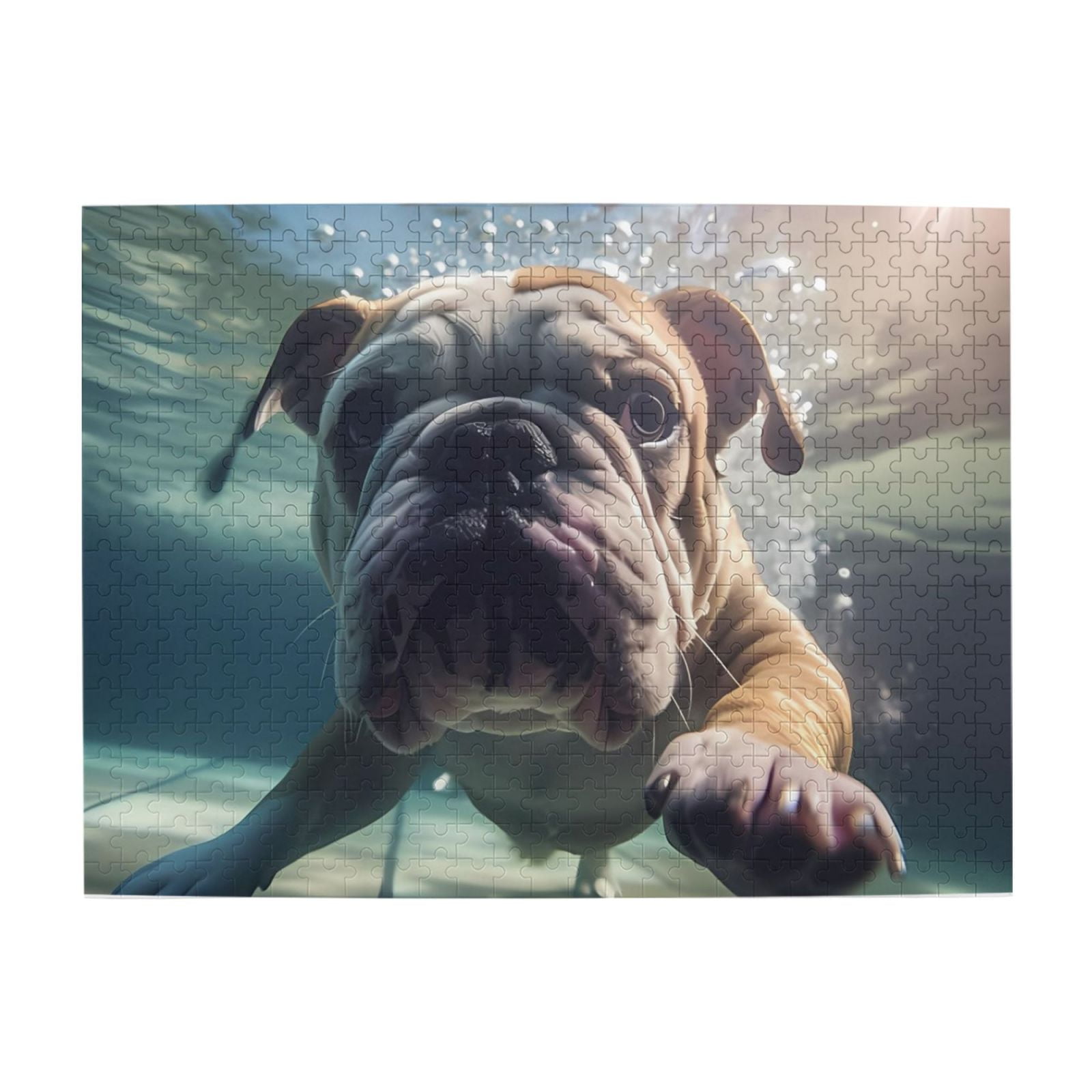 Bulldog Underwater Swimming 500-Piece Wooden Jigsaw Puzzle for Adults ...