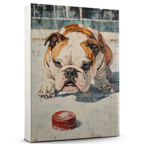 Bulldog Vintage Dog Ice Hockey Canvas – Artistic Sports, Bulldog Dog ...
