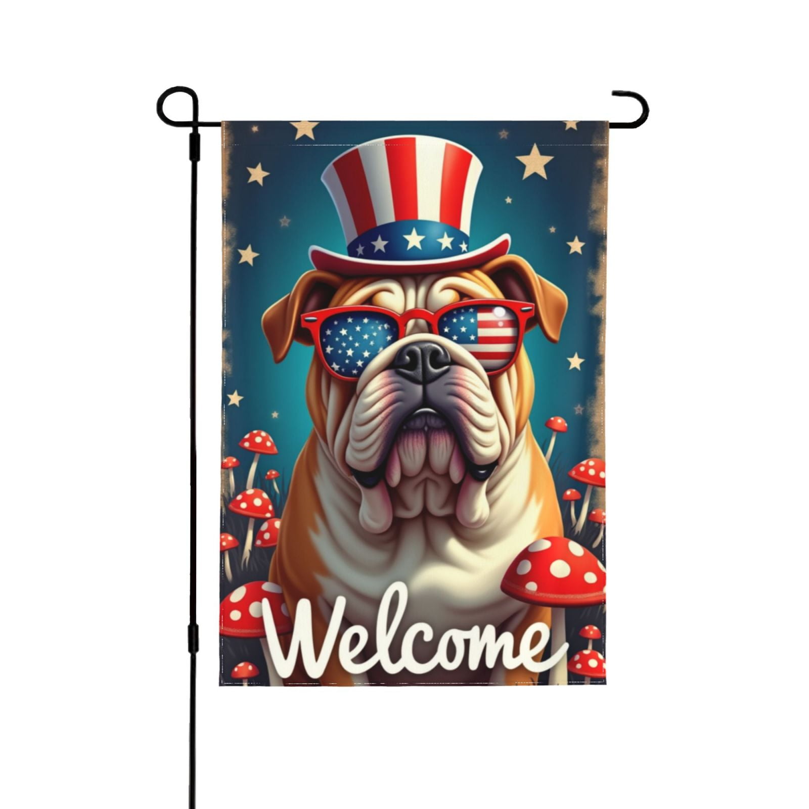 Bulldog Welcome 4th Of July Dog Garden Flags 12.5x18 Inch Double Sided ...