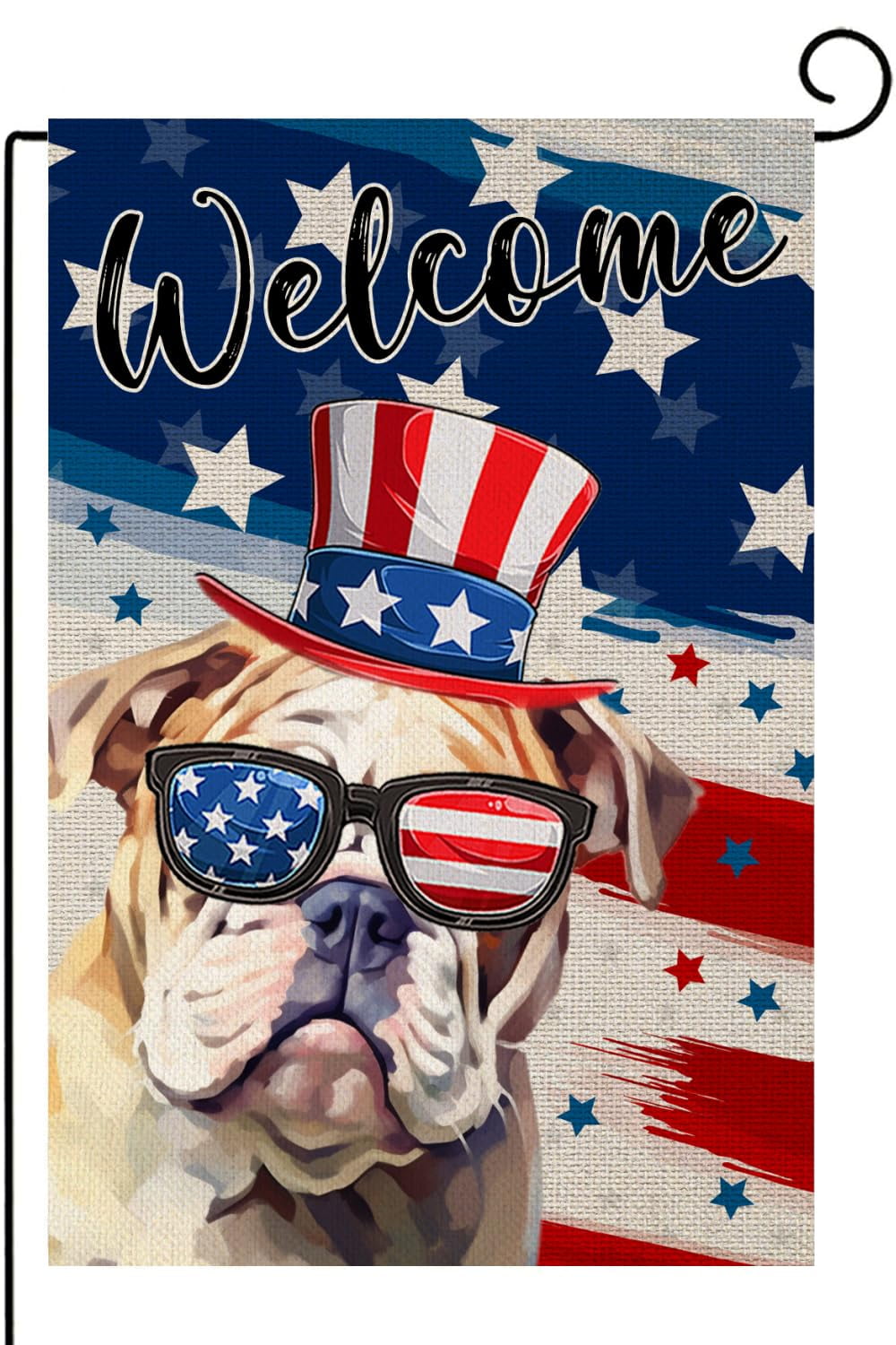 Bulldog Welcome 4th of July Dog Garden Flags Double Sided,Patriotic ...