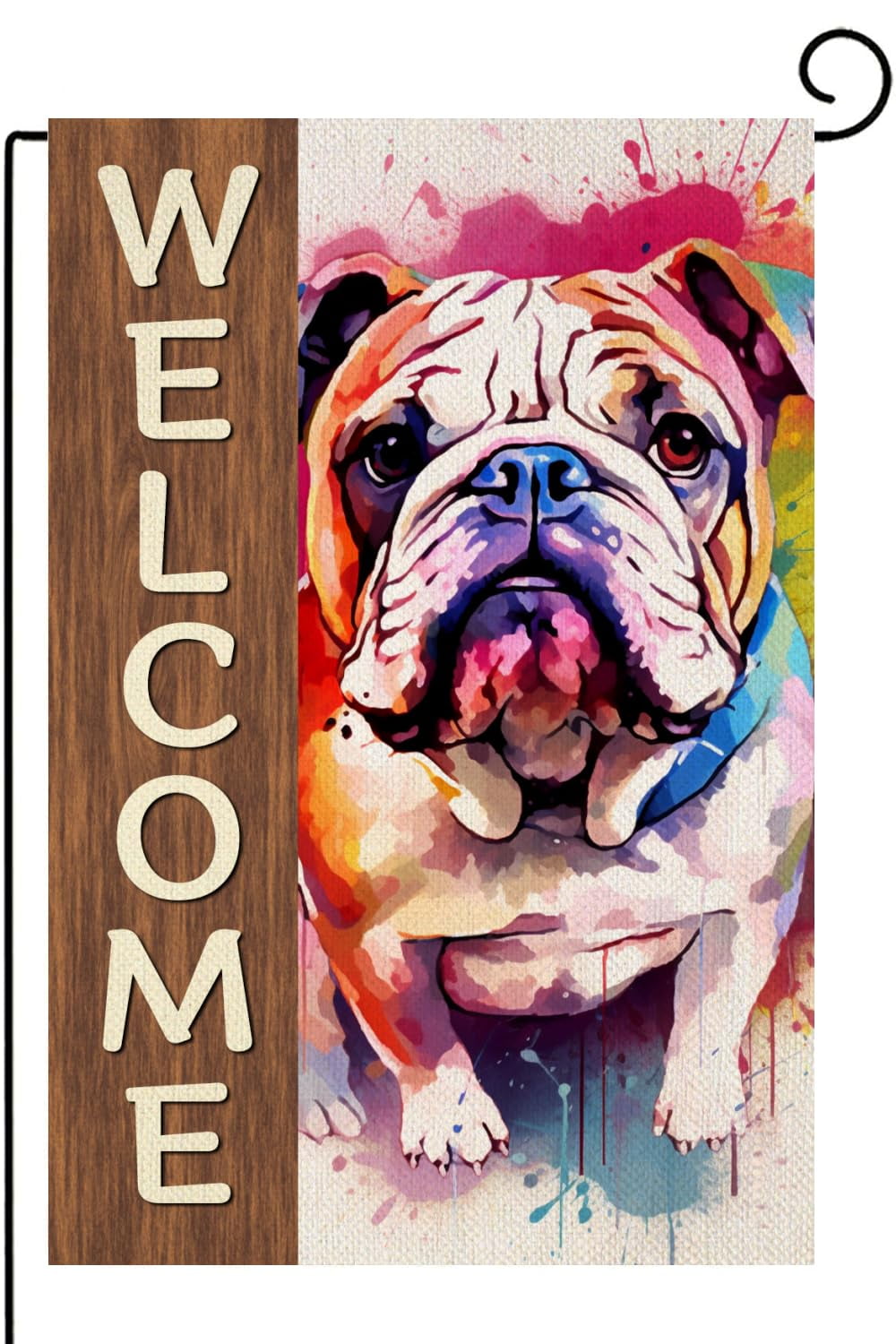 Bulldog Welcome Garden Flag Dogs Paw Prints Spring Yard Flag Pet Lovers ...