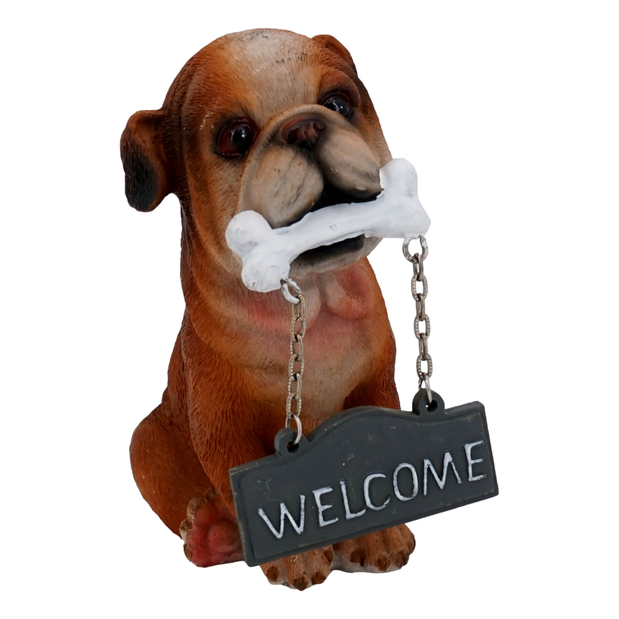 Bulldog Welcome Statue (6 in) Resin Dog Sign Greeter Figurine Miniature ...