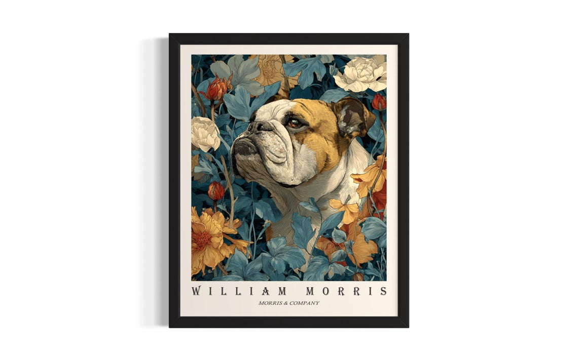 Bulldog William Morris Dogs Art Print, Living Room Wall Art #482 ...