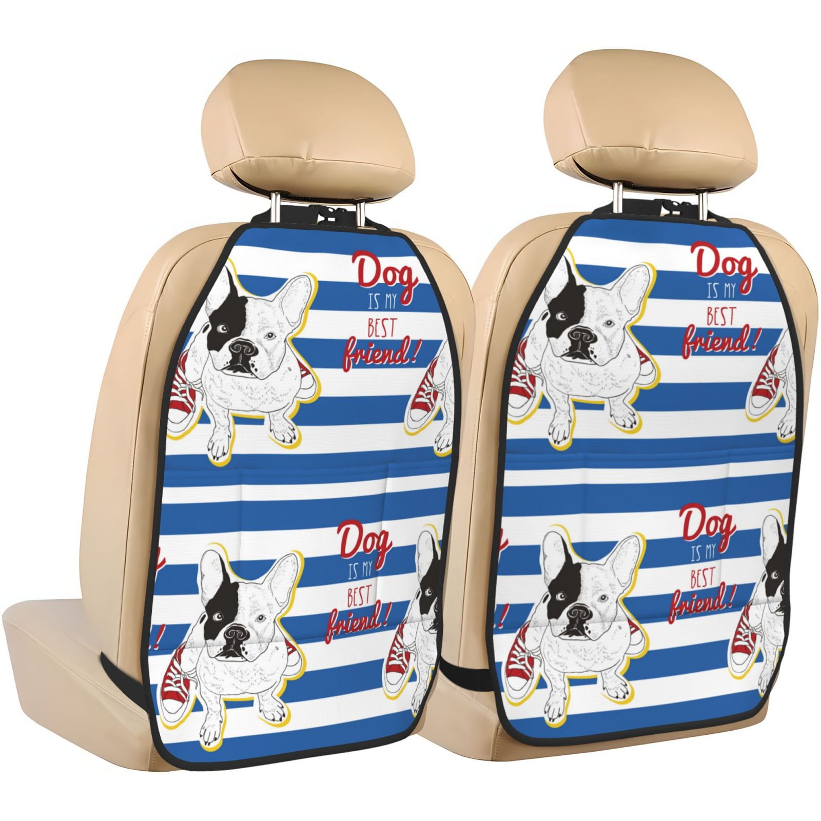 Bulldog friend Backseat Car Organizer, 2 Pack Kick Mats Back Seat ...