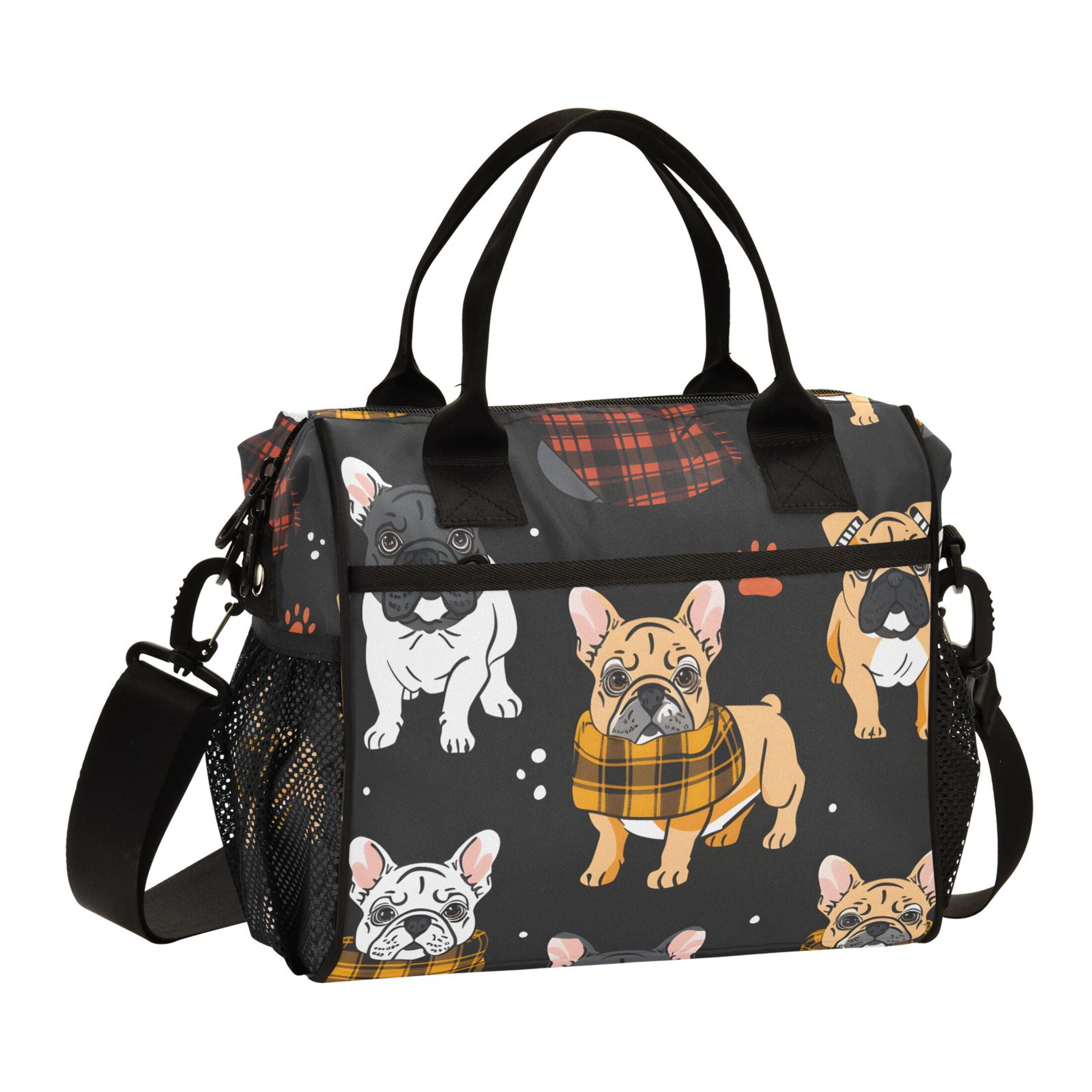 Bulldog with Scarf Lunch Bag Insulated Lunch Box Leakproof Reusable ...