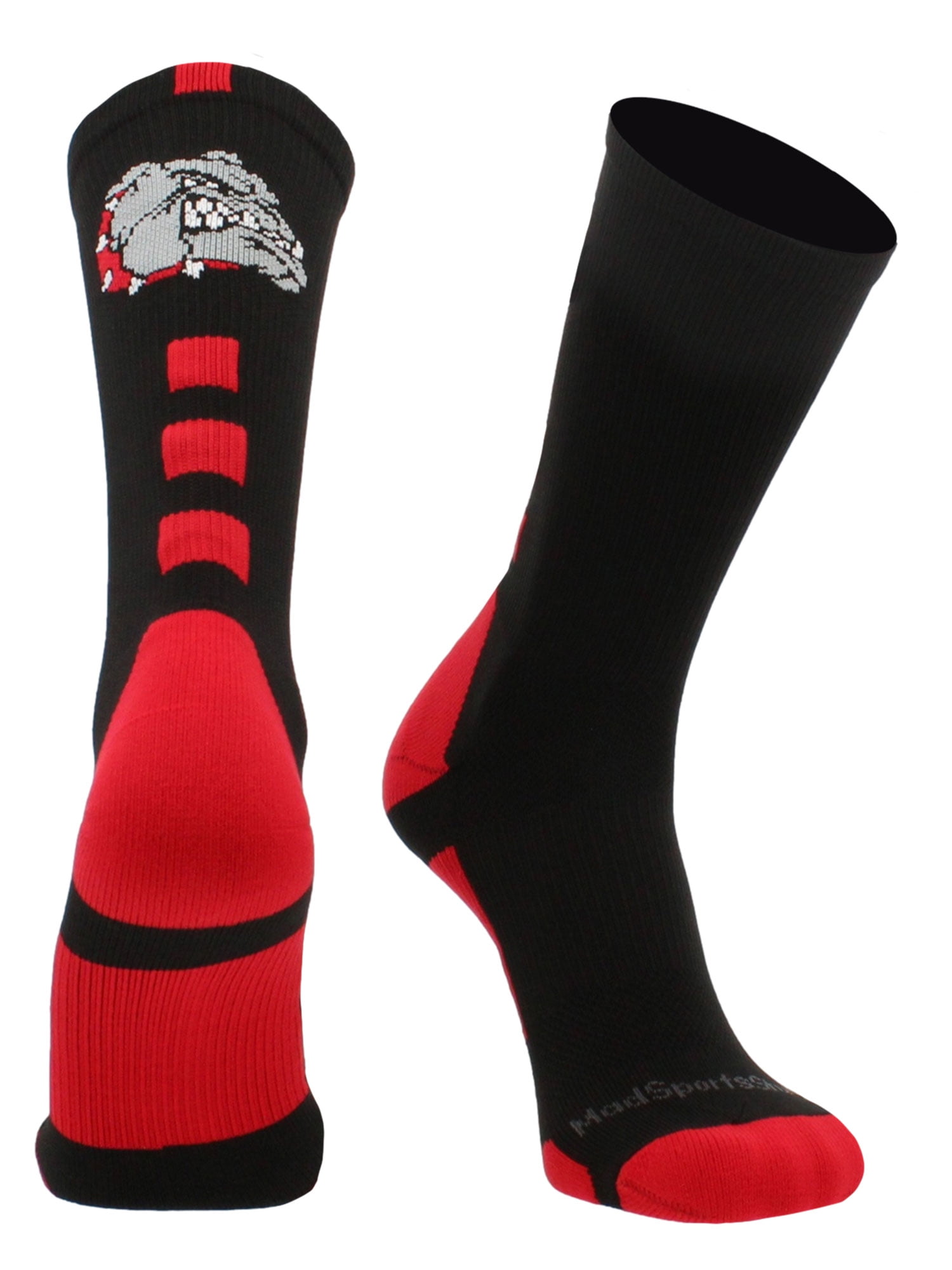 Bulldogs Logo Athletic Crew Socks (Black/Scarlet, Large) - Walmart.com