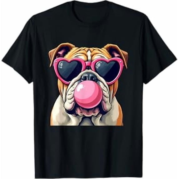 Bulldogs Preppy Mascot Bulldogs Blowing Bubble Girly Mama T-Shirt ...