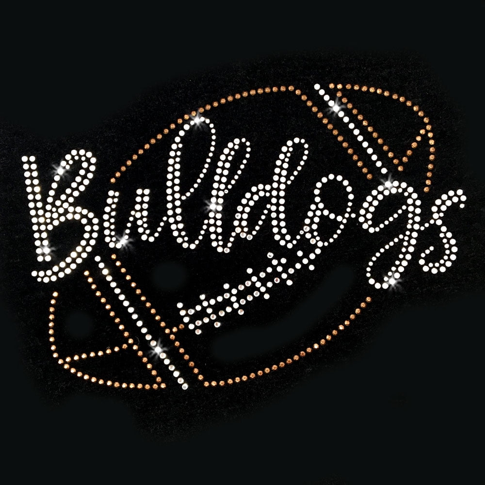 Bulldogs Script Football Iron-on Clear Rhinestone Crystals and ...