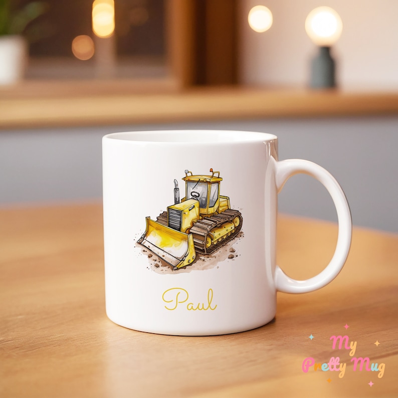 Bulldozer Mug - Construction Vehicle Coffee Cup - Gift Mug for Heavy ...