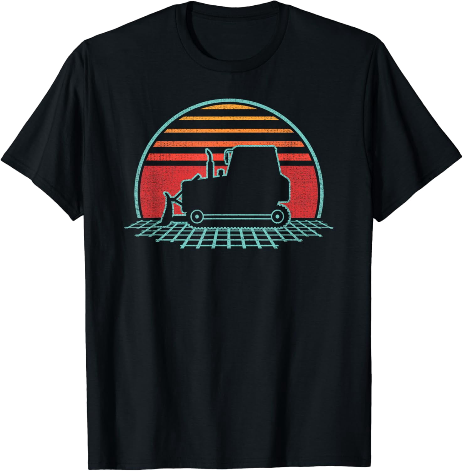 Bulldozer Retro Vintage 80s Style Construction Worker Gift T-Shirt ...