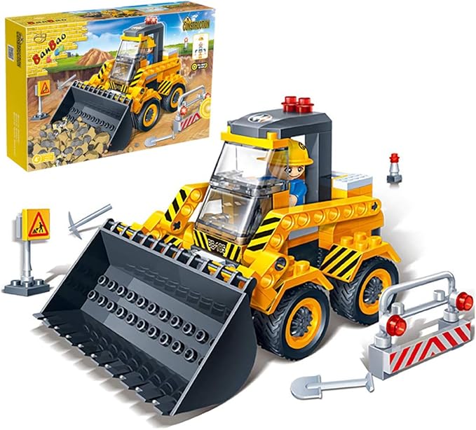 Bulldozer Toys for Boys, Building Blocks for Kids Ages 4-8 Pull Back ...
