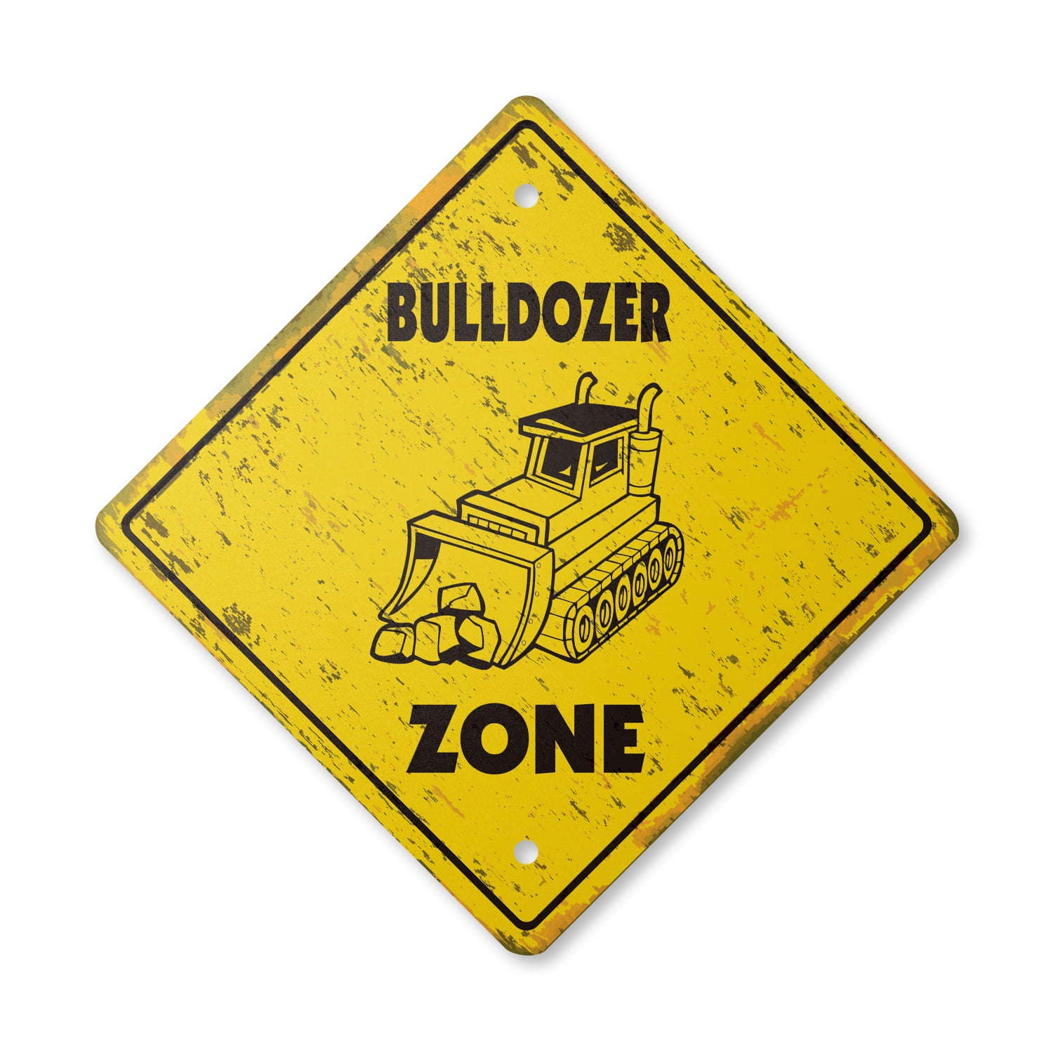 Bulldozer Vintage Crossing Sign Zone Xing | Indoor/Outdoor Plastic | 17 ...