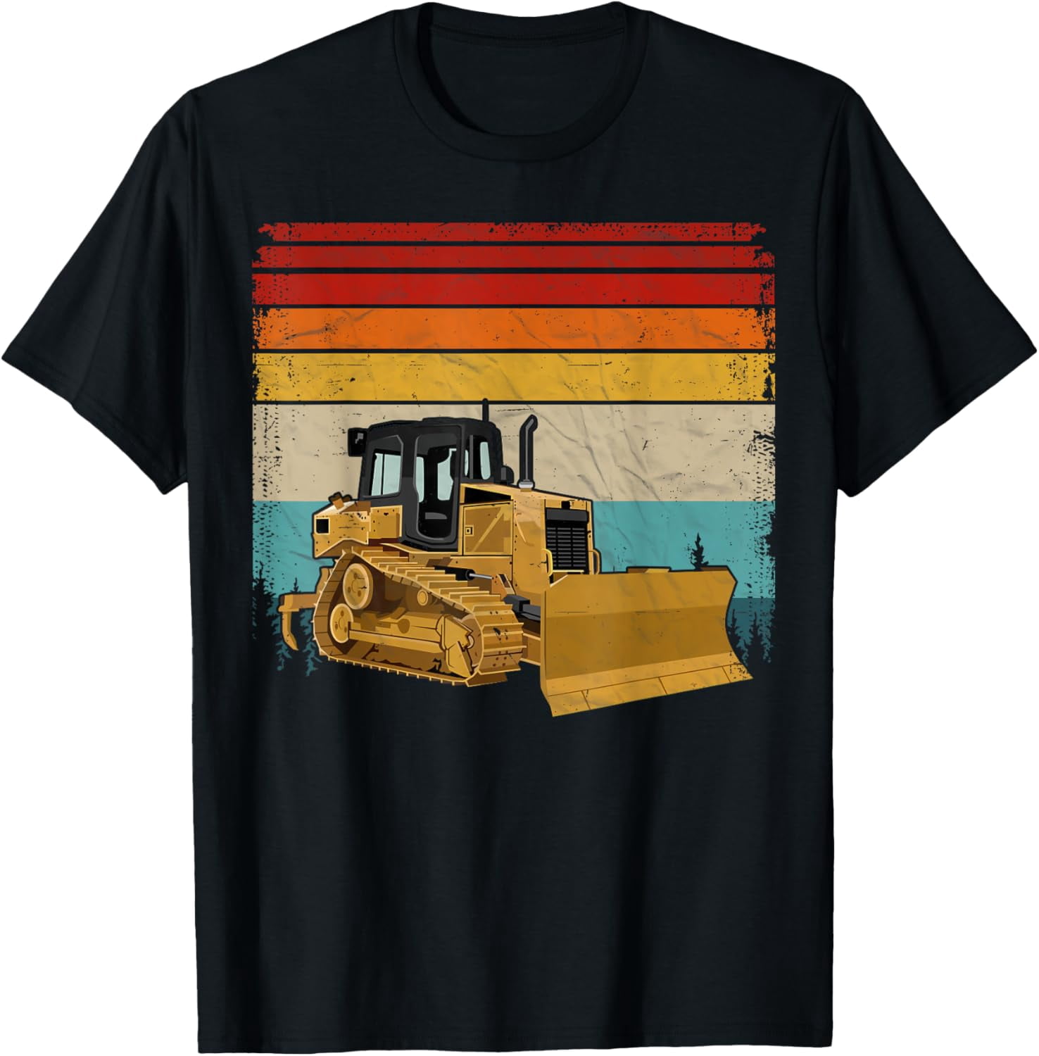 Bulldozer Vintage Distressed Retro Style Cool Bulldozer T-Shirt men and ...