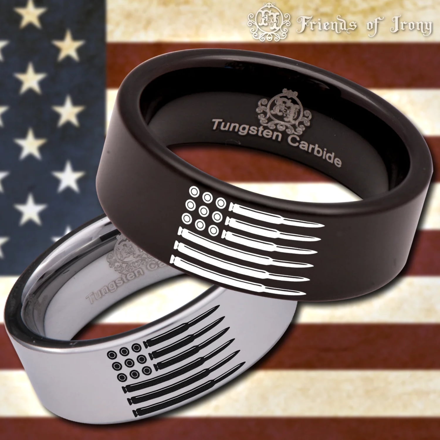 Bullet American Flag Military Tungsten Carbide Ring - Walmart.com