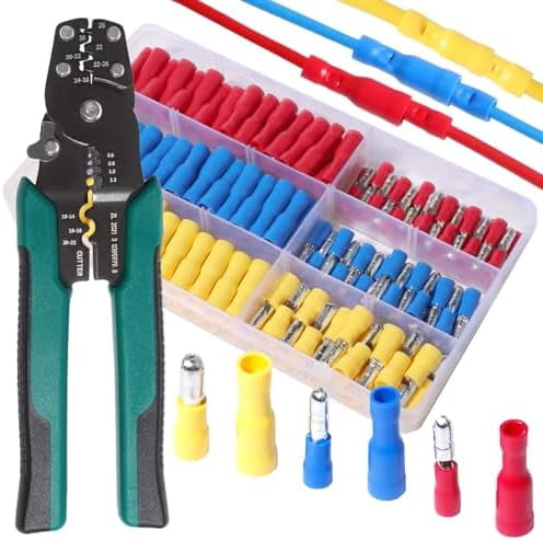 Bullet Connectors Kit Wire Crimper Crimping Tool 22-10 AWG Insulated ...