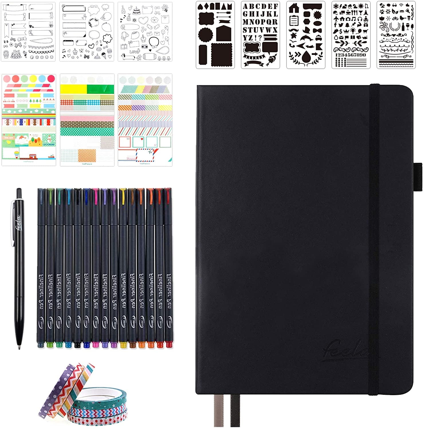 Feela A5 Bullet Dotted Journal Kit: 224 Pages Notebook, Colored Pens ...