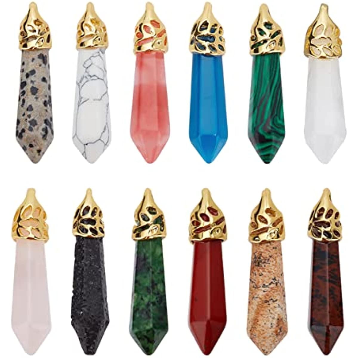 Bullet Gemstone Charms 1.6 Inch Bullet Chakra Crystal Pointed Charms 12 ...