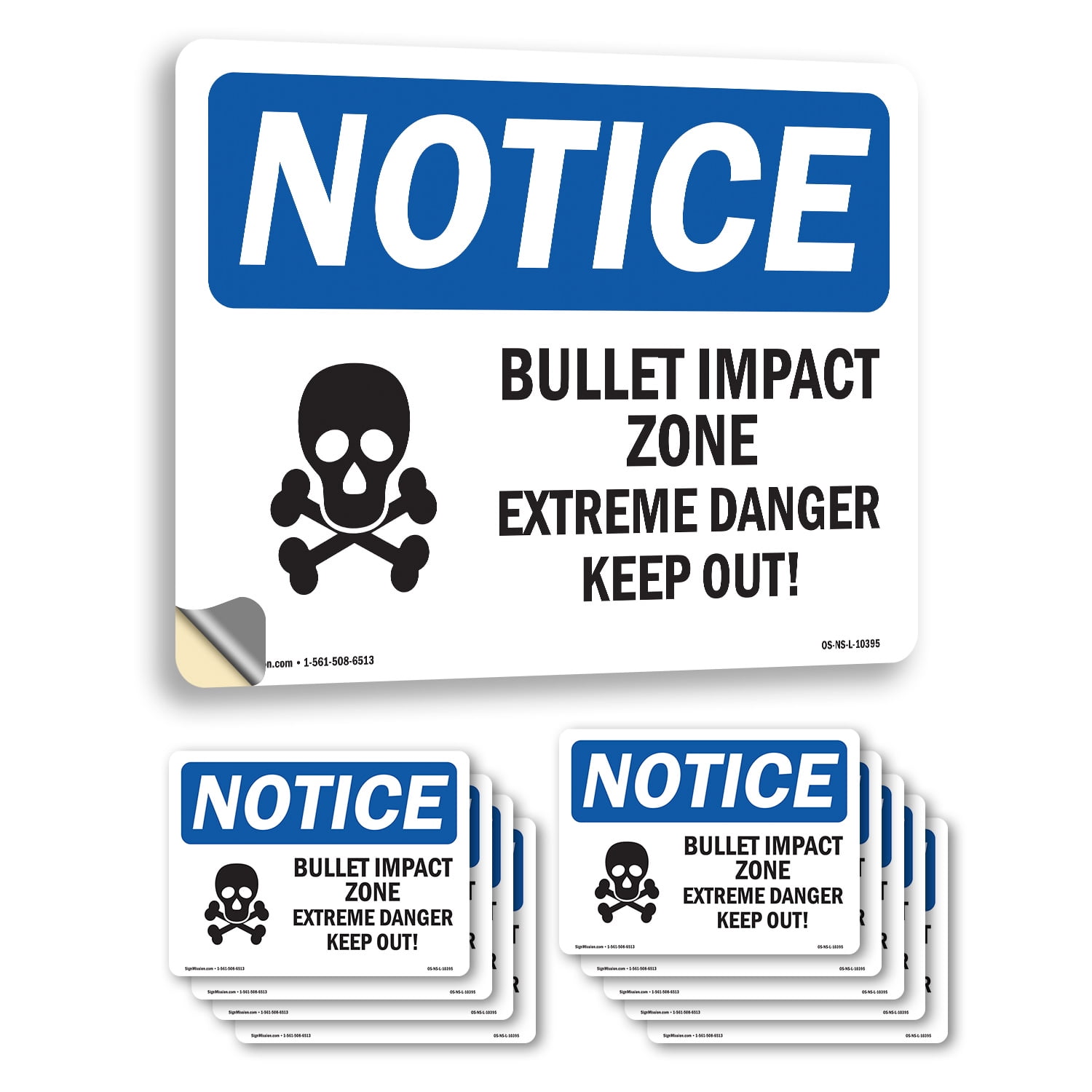 Bullet Impact Zone Extreme Danger With Symbol OSHA Notice Vinyl Decal ...
