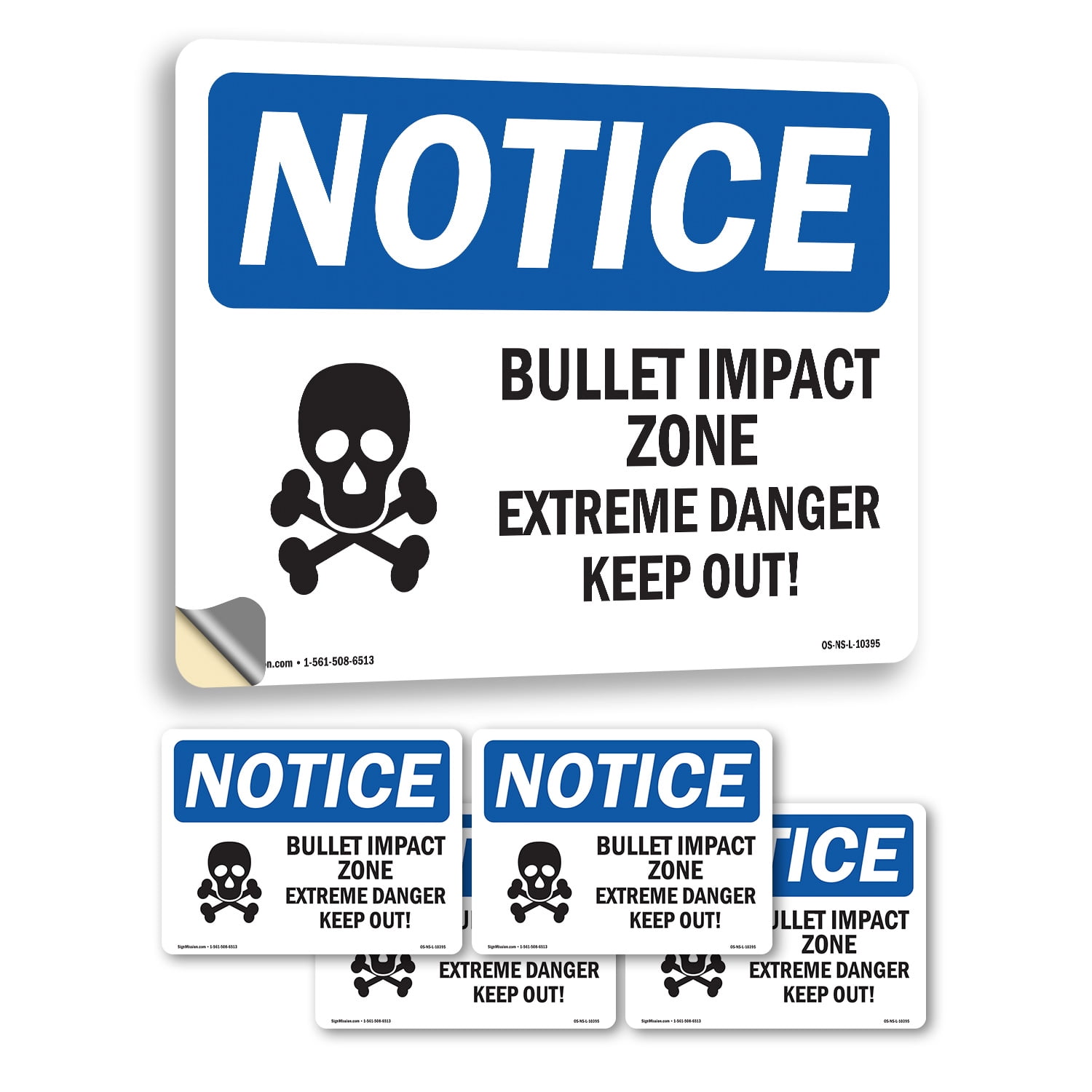 Bullet Impact Zone Extreme Danger With Symbol OSHA Notice Vinyl Decal ...